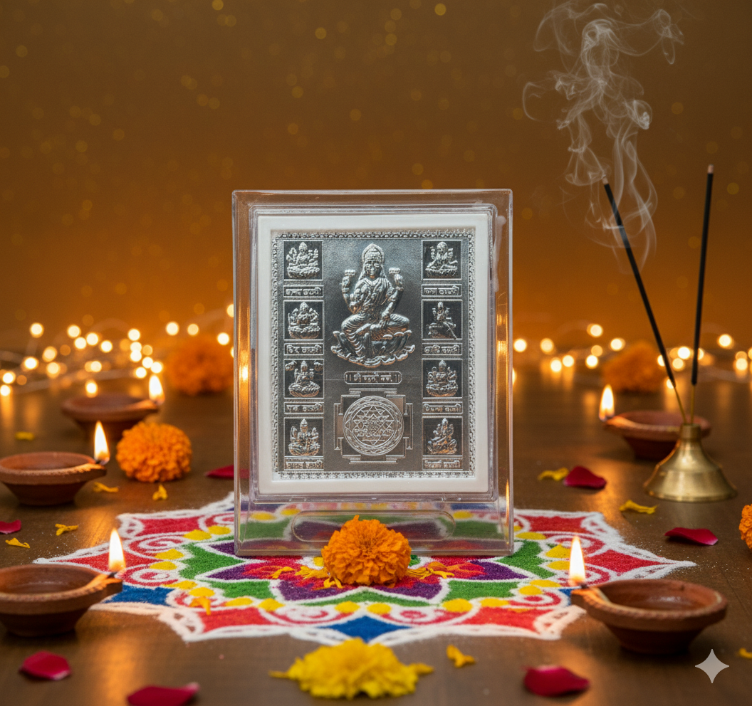 Ashta Lakshmi Yantra – 999 Pure Silver Frame – Laati