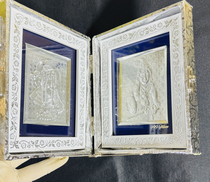 999 Silver Divine Darshan Sandook – Krishna & Radha Frame Set – Laati